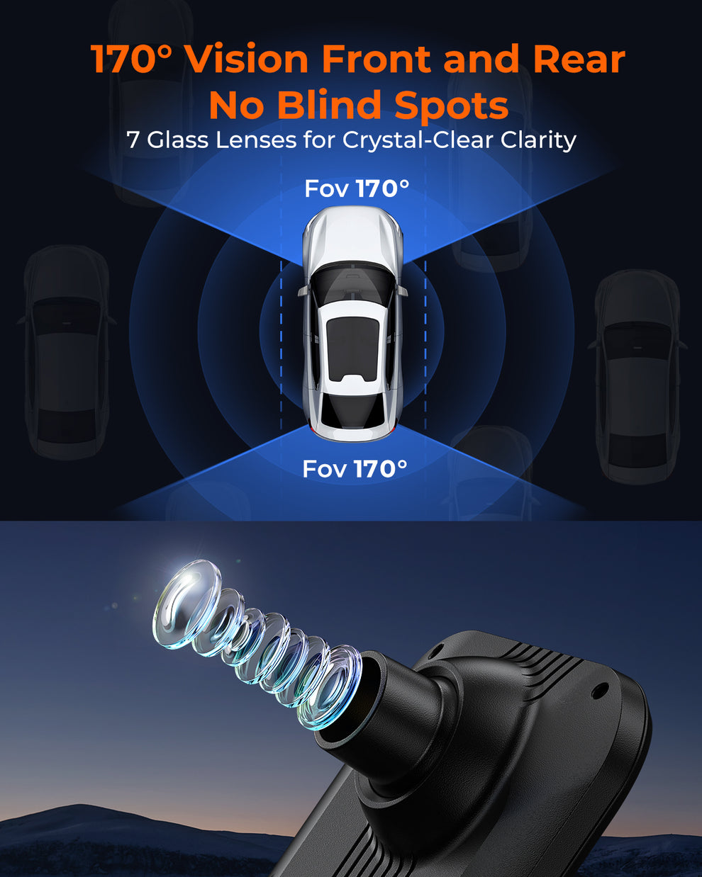 M4 2ch Mirror Dash Cam with 4K Front and 2.5K Rear Cameras, 12"IPS ...