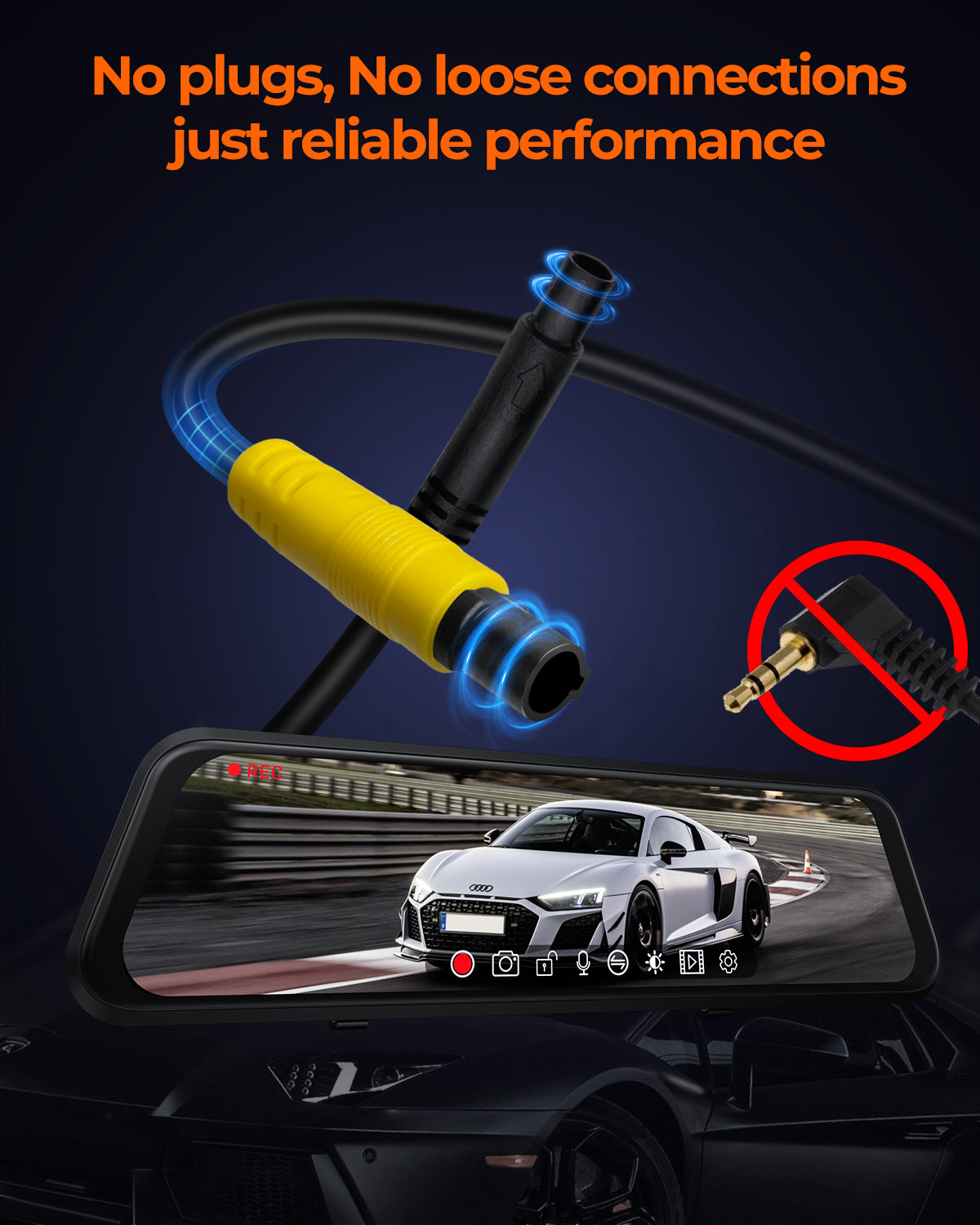 M4 3ch Mirror Dash Cam with 1080P 60fps Front+Rear+Bumper/Cabin Cameras ...