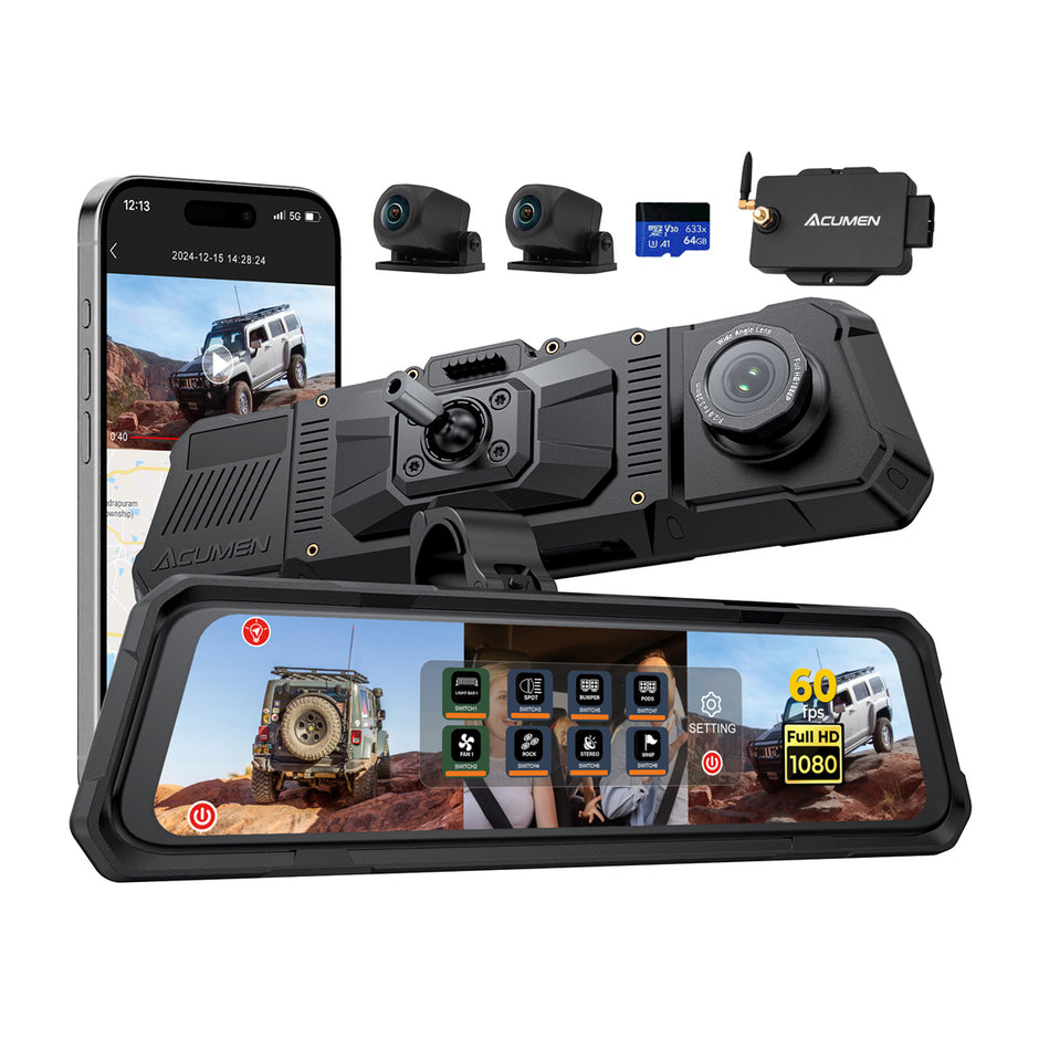 The Legend 3CH Waterproof Mirror DVR w/ 8-Gang Switch Box